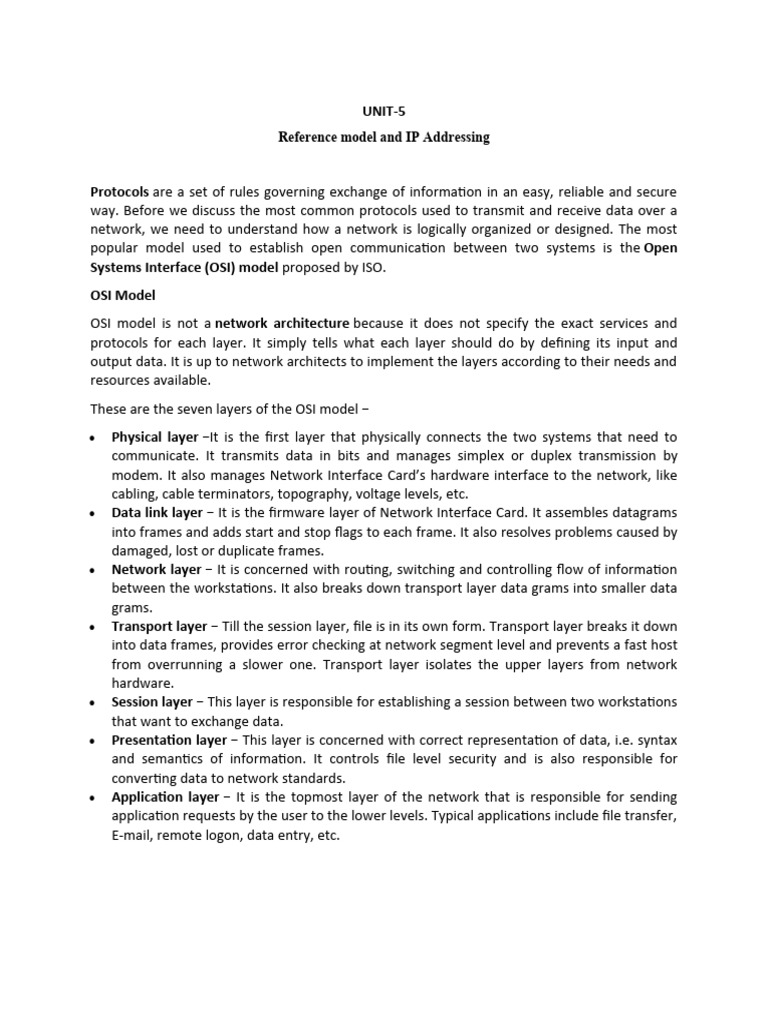 CN Unit 5 | Download Free PDF | I Pv6 | Ip Address