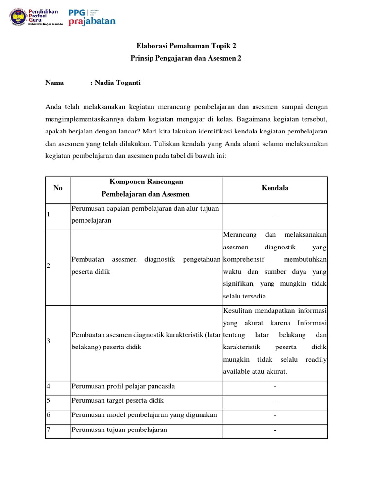 T2 Elaborasi Pemahaman Asesmen | PDF