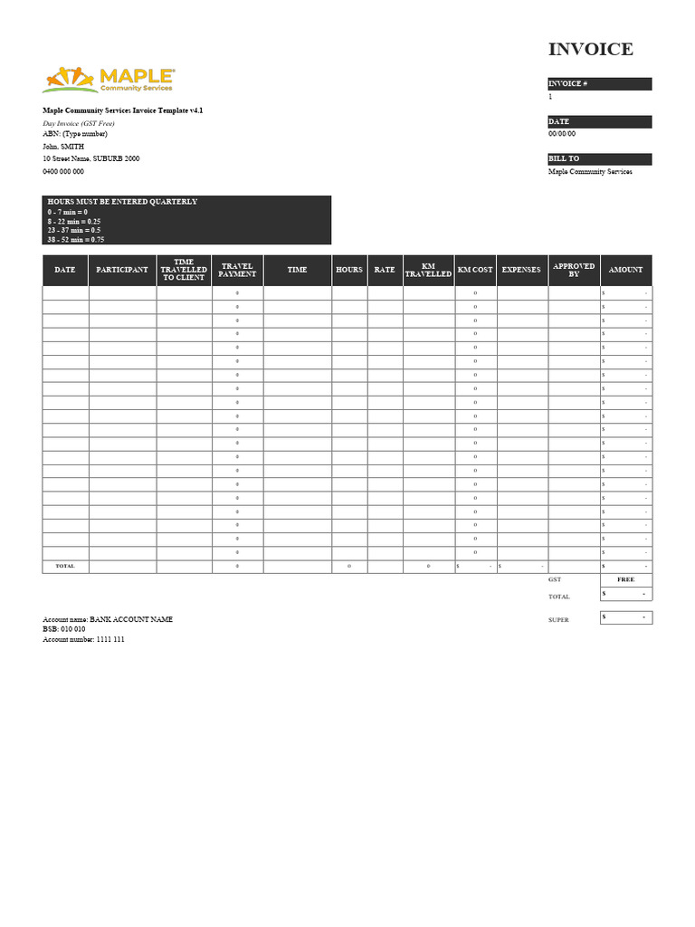 Day Invoice Template | PDF | Payments