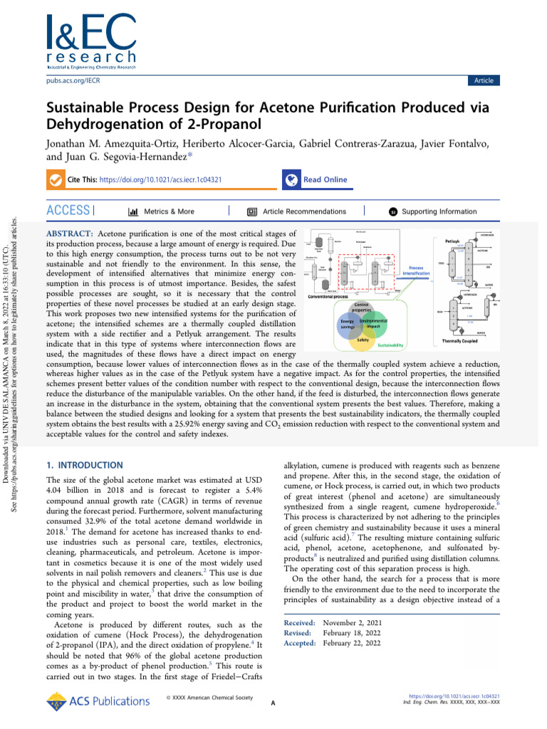 Sustainable Acetone Purification Methods | PDF | Distillation | Chemistry