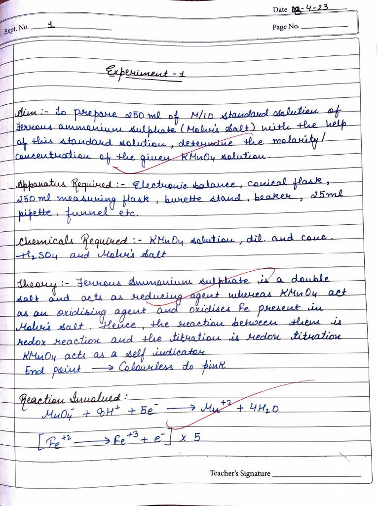 Xii Chemistry Exp 1 | PDF