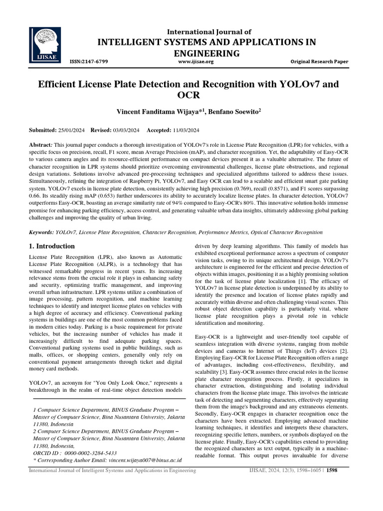 Efficient License Plate Detection And Recognition With Yolov7 And Ocr