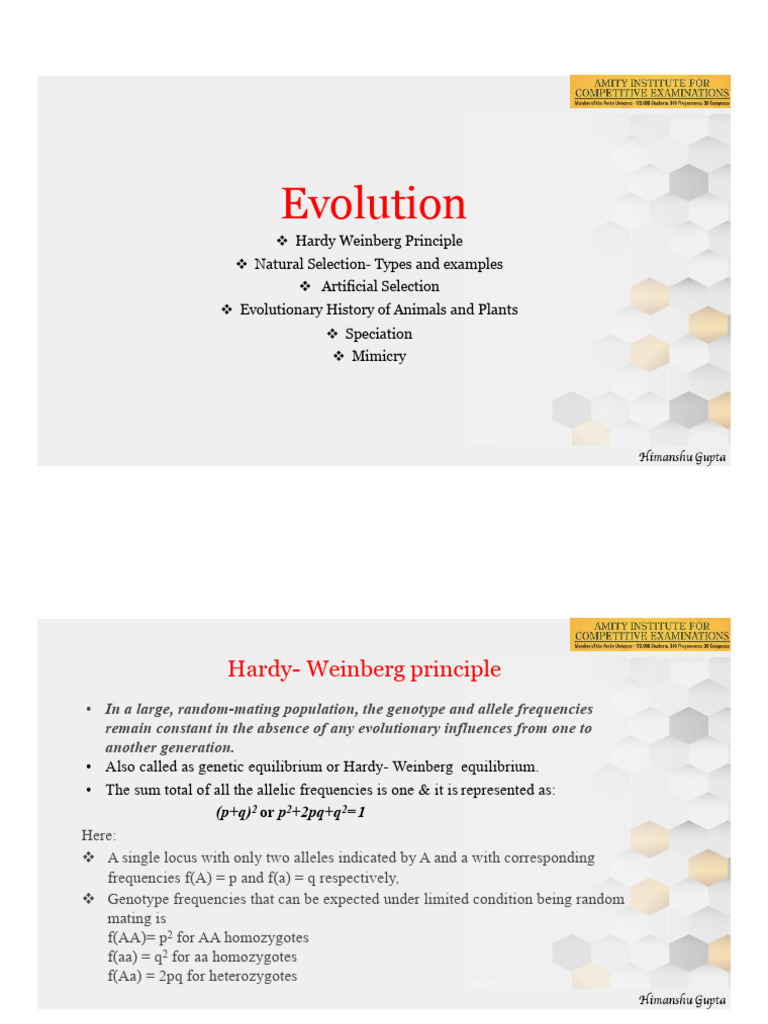 HW, NS, Speciation, Mimicry | Download Free PDF | Natural Selection | Evolution