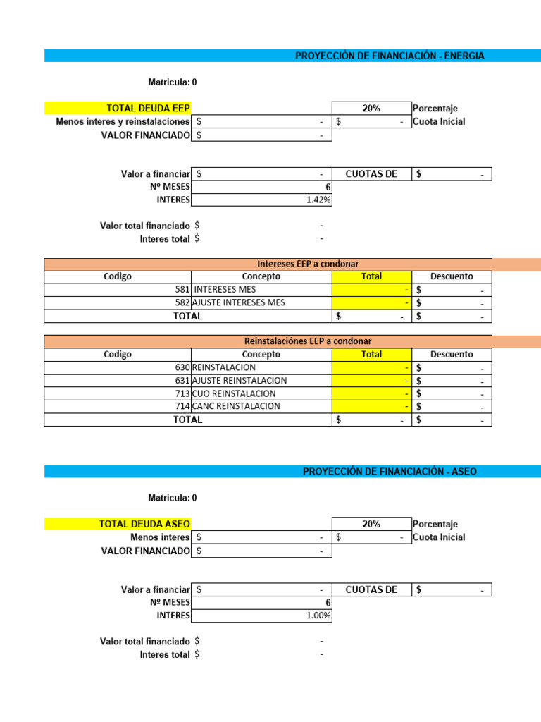 Proyección Financiación Eep y Aseo - Abril 2024 | PDF | Corriente alterna | Factura