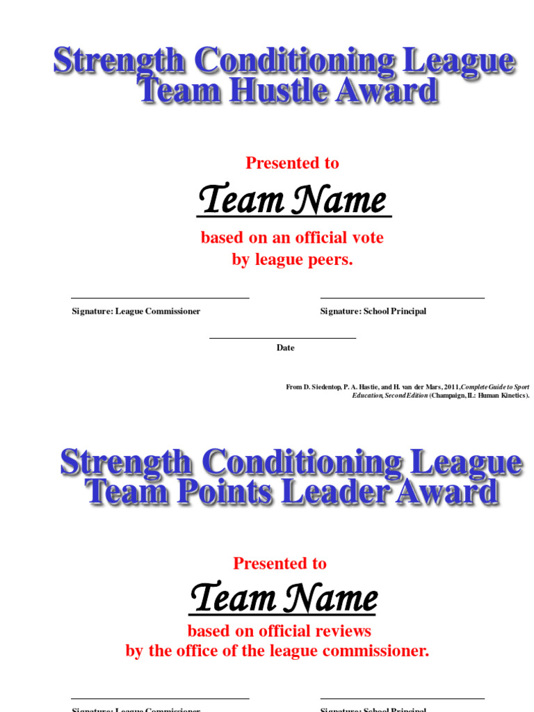 Strenght Conditioning Award Certificates | Download Free PDF | Weight ...