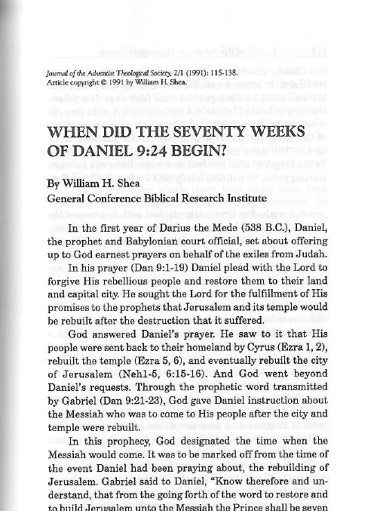 When Did The Seventy Weeks of Daniel 9 - 24 Begin? | PDF