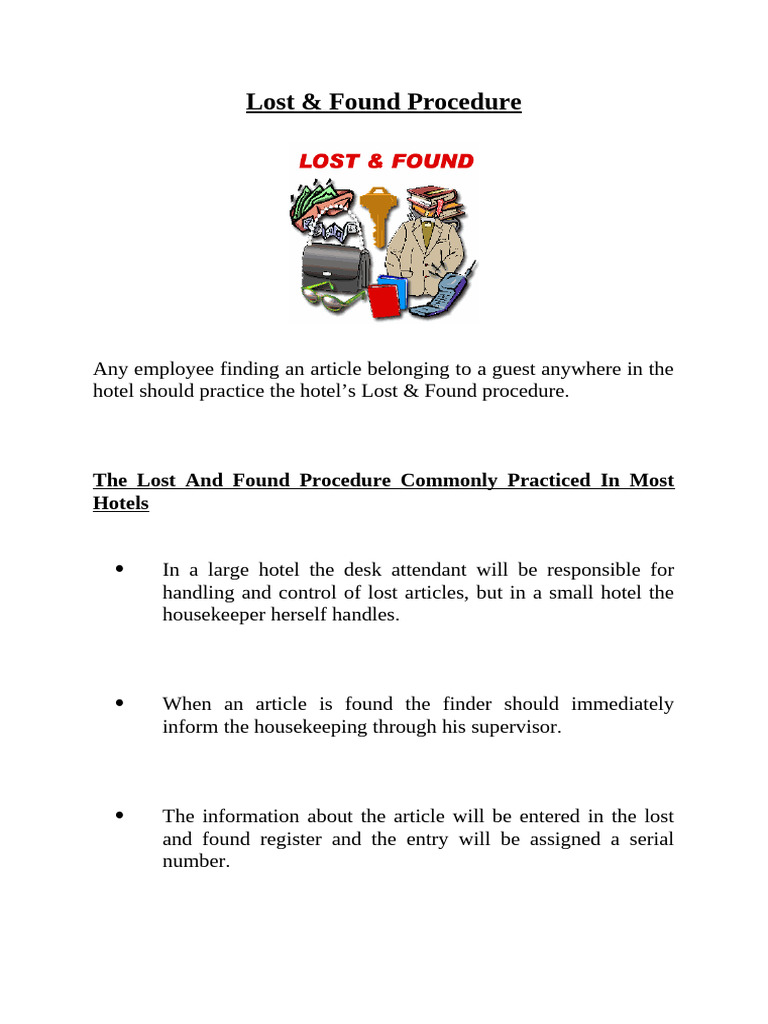 Hotel Lost & Found Procedures Guide | PDF