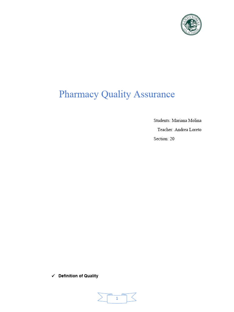 Pharmacy Quality Assurance | PDF | Quality Assurance | Pharmacovigilance