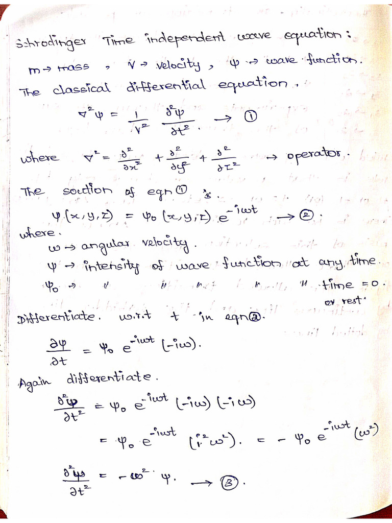 Schrodinger Time Independent and Dependent Wave Equation | PDF