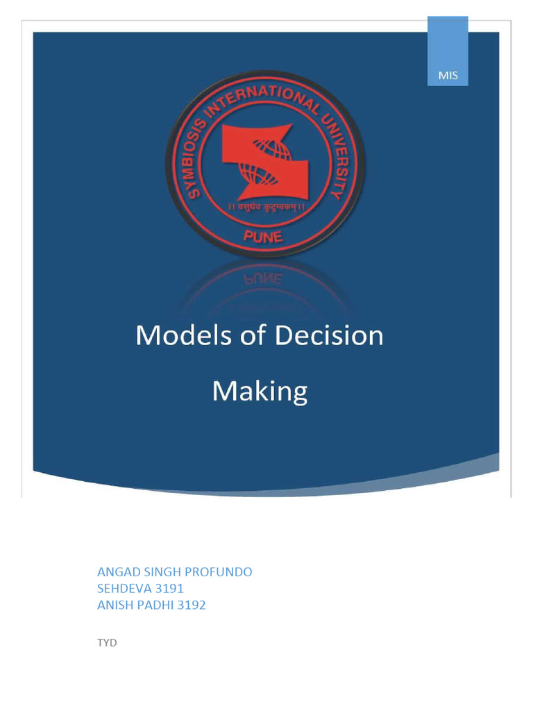Modelos de Toma de Decisiones MIS | PDF | Toma de decisiones ...