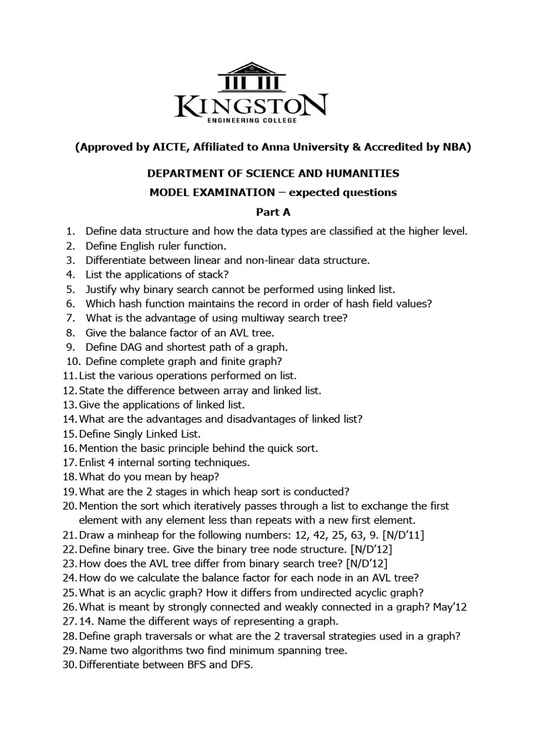 Model Expected Questions Pdf Algorithms Computer Programming