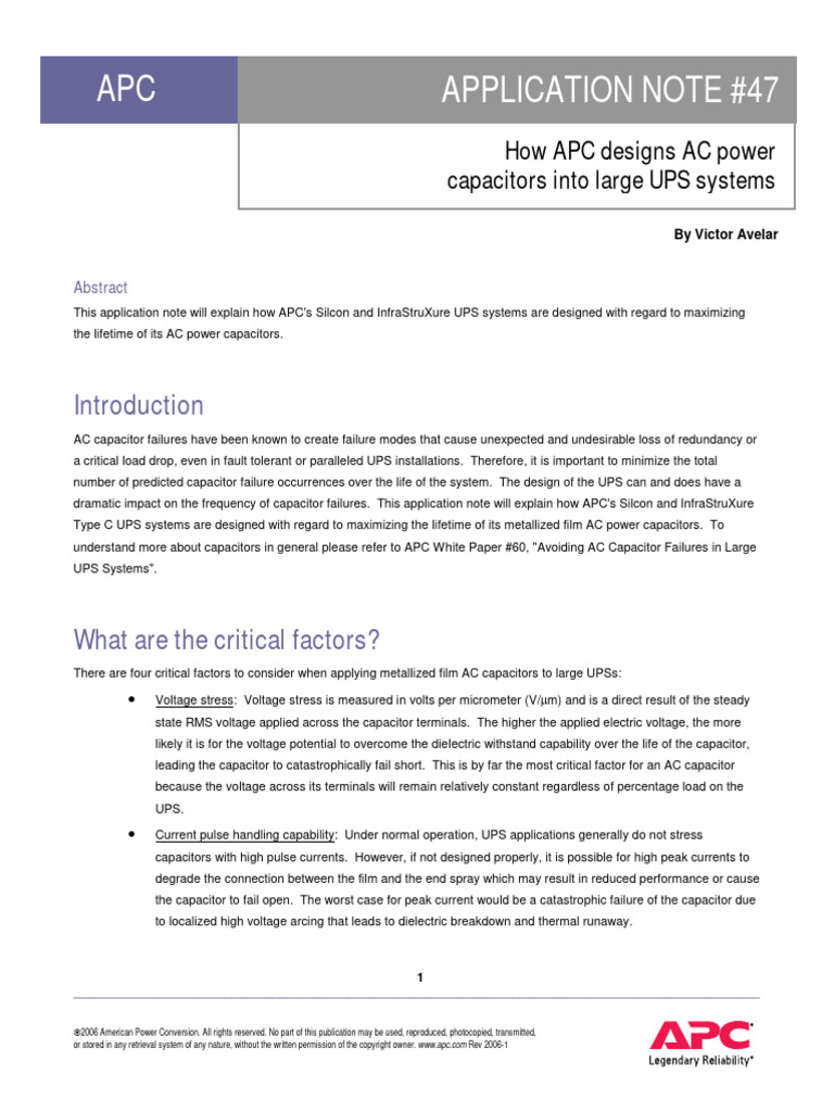 APC Application Note 047 - How APC Designs AC Power Capacitors Into ... APC Application Note 047 - How APC Designs AC Power Capacitors Into ...