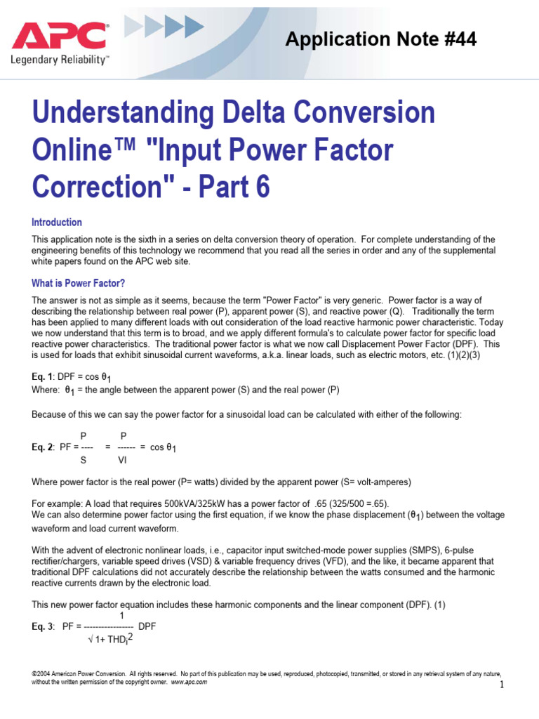 APC Application Note 044 - Understanding Delta Conversion Online™ Input ... APC Application Note 044 - Understanding Delta Conversion Online™ Input ...