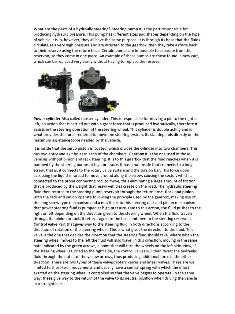 Hydraulic Steering System | PDF | Steering | Pump