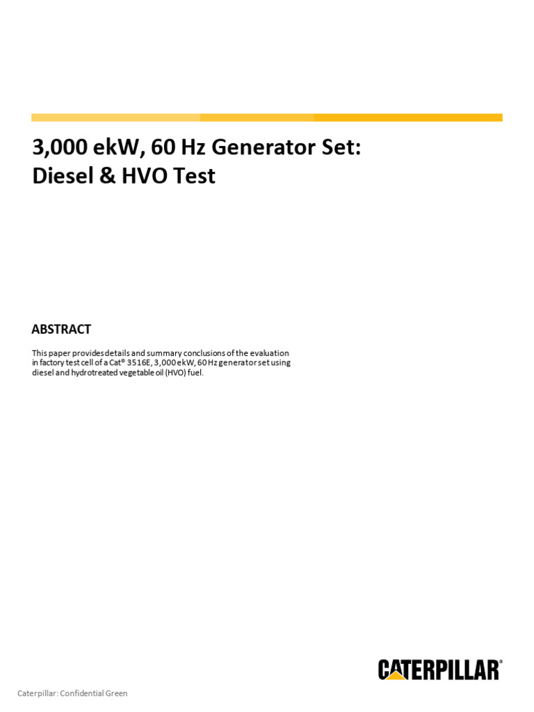 3000 Ekw 60 HZ Generator Set - Diesel & HVO Test | PDF | Diesel Engine ...
