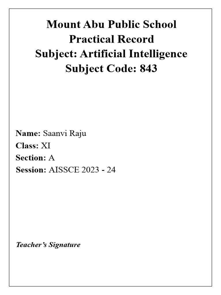 AI Practical Record | Download Free PDF | Artificial Intelligence ...