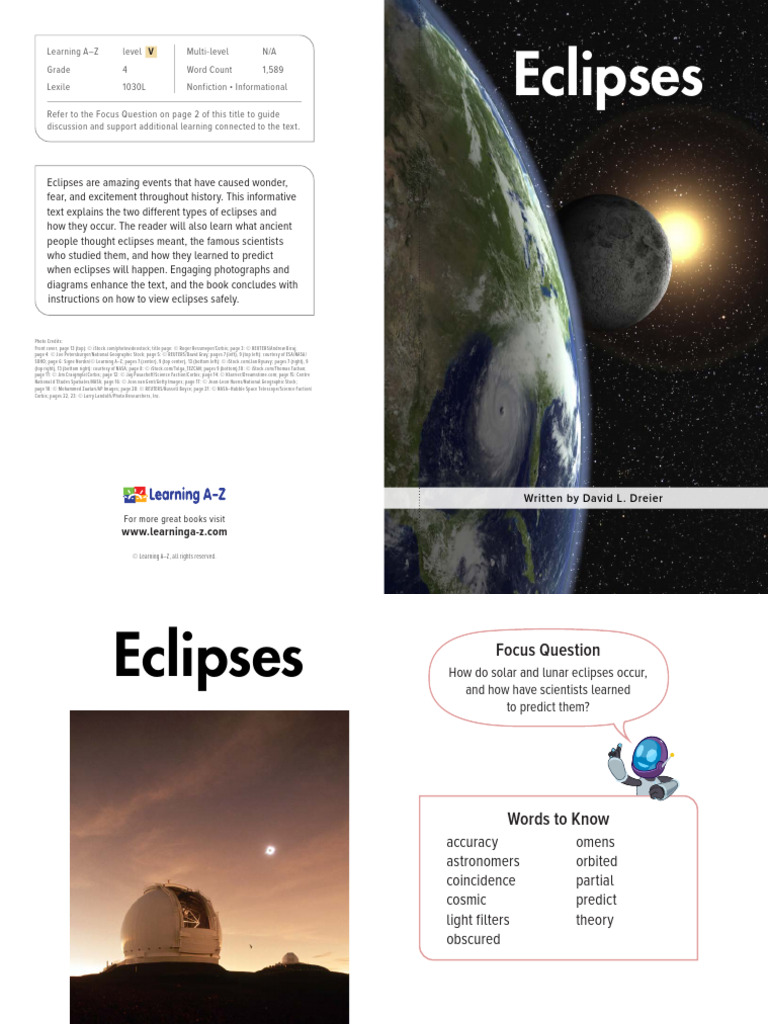 Eclipses for Grade 4 Readers | PDF | Solar Eclipse | Eclipse