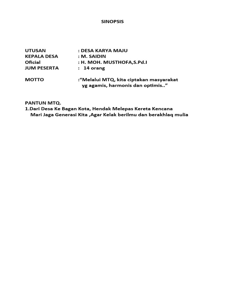 SURAT MANDAT DAN REKAP MTQ 2024 | PDF
