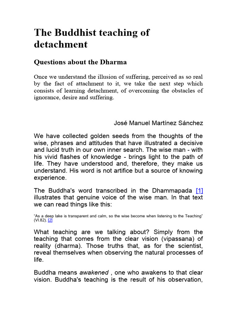 The Buddhist Teaching of Detachment | PDF | Śūnyatā | Mind