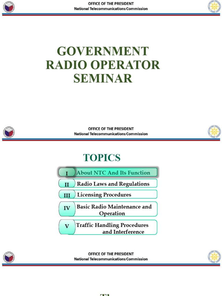 Government Radio Operator Seminar Overview | PDF | Radio | Electronics