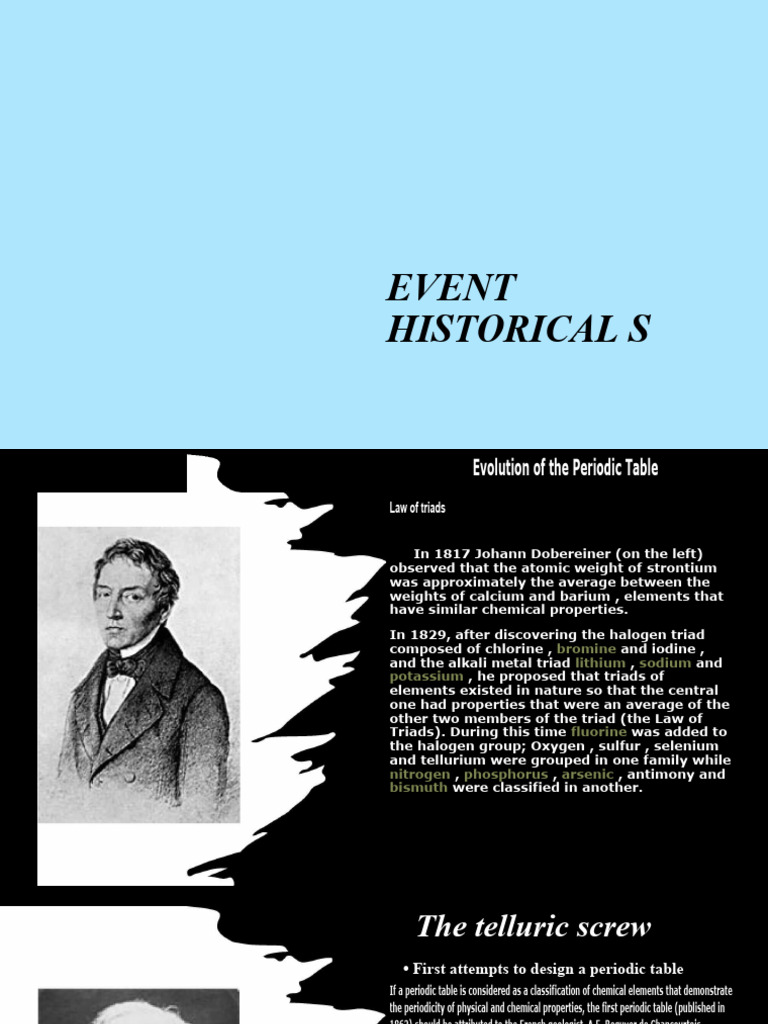 Historical Events | PDF | Periodic Table | Chemical Elements