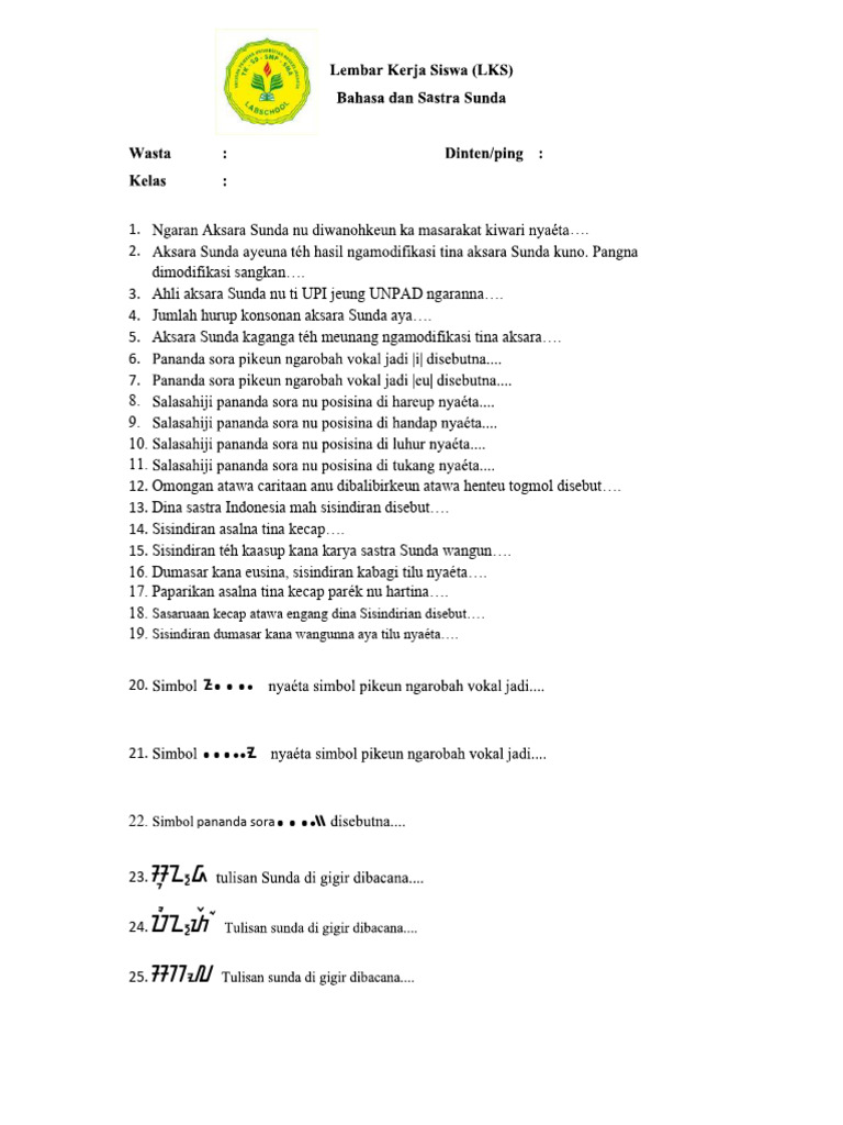 latihan aksara sunda | PDF
