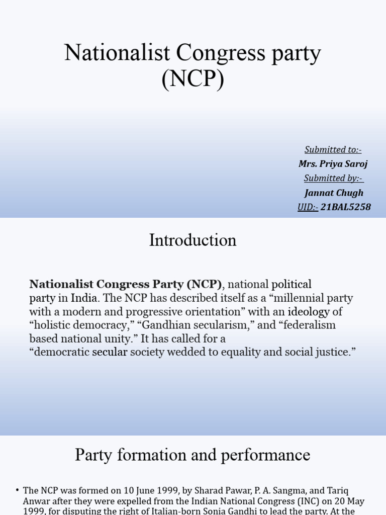 Nationalist Congress Party | PDF | Elections | Government