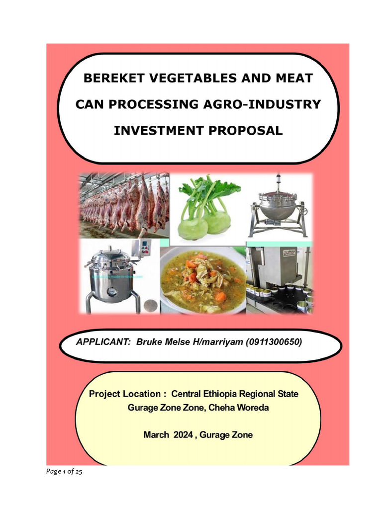 VEgS & MEAT CAN AGRO PROCESSING INDUSTRY | PDF | Meat | Internal Rate ...