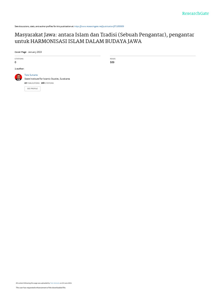 Toto Pengantar HARMONISASIISLAMDALAMBUDAYAJAWA | PDF