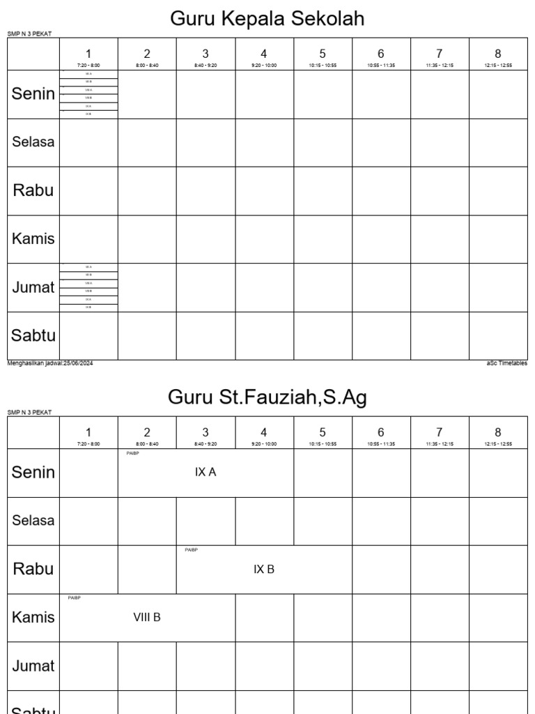Jadwal Perguru | PDF