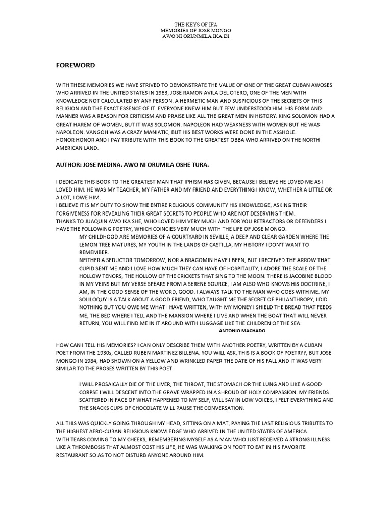 Memories of José Mongo: A Cuban Awó | PDF | History | Religion ...