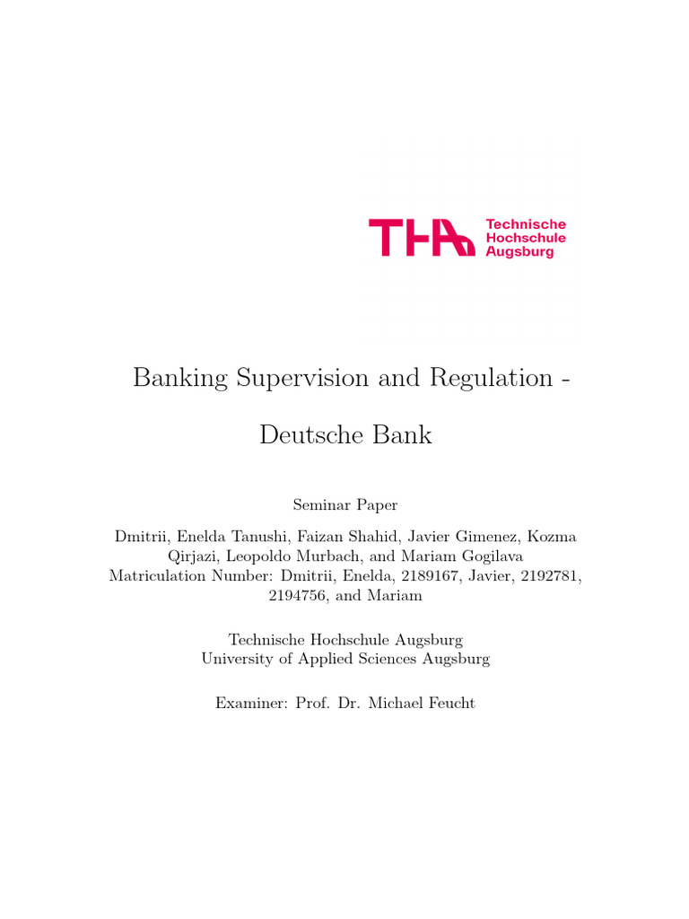 Deutsche Bank Banking Regulation | PDF | Basel Iii | Basel Ii