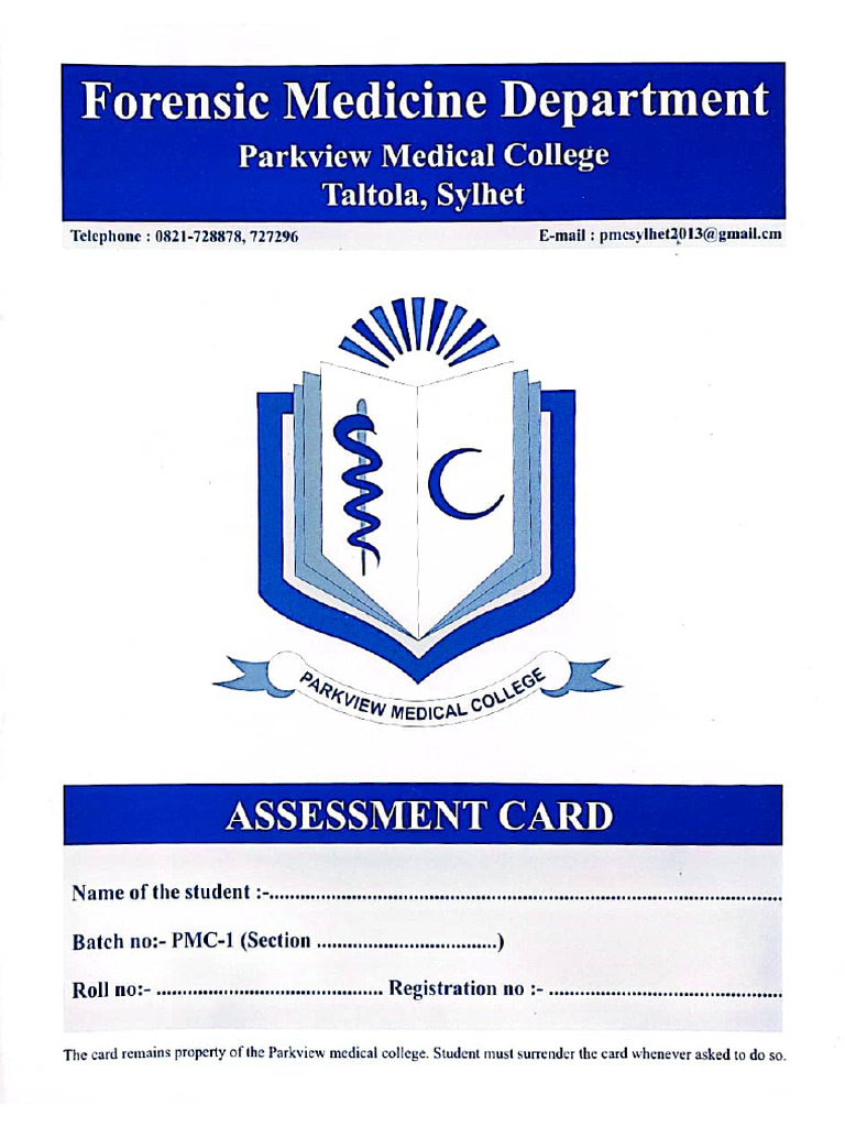 Forensic Medicine Department Card | PDF