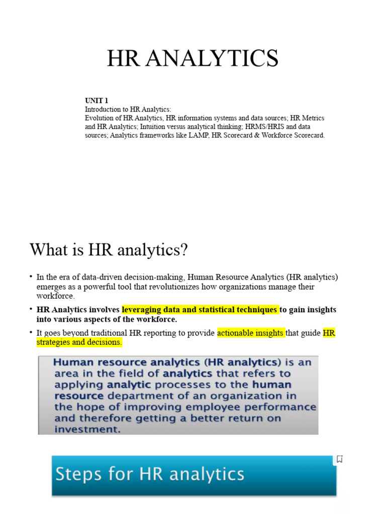 HR Analytics UNIT 1 | PDF | Analytics | Predictive Analytics