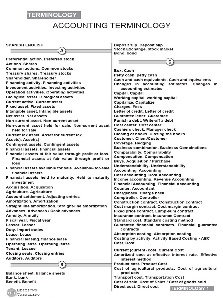 Accounting Terminology Glossary | PDF | Debits And Credits | Expense