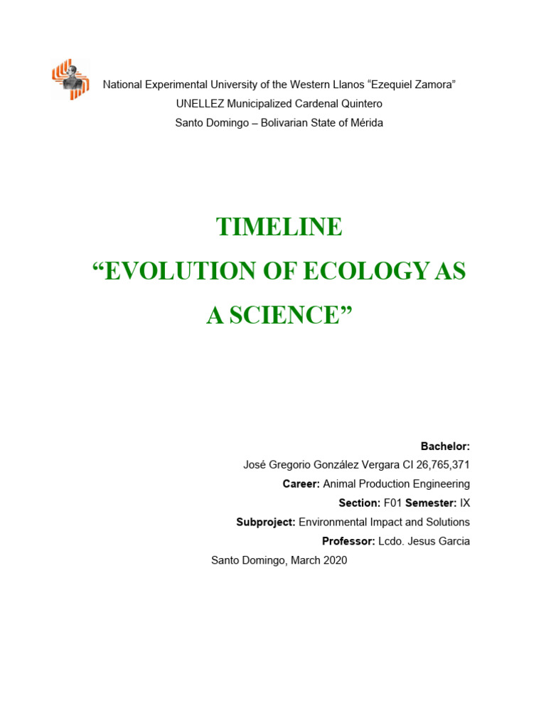 Timeline of The Evolution of Ecology | Download Free PDF | Ecology | Nature