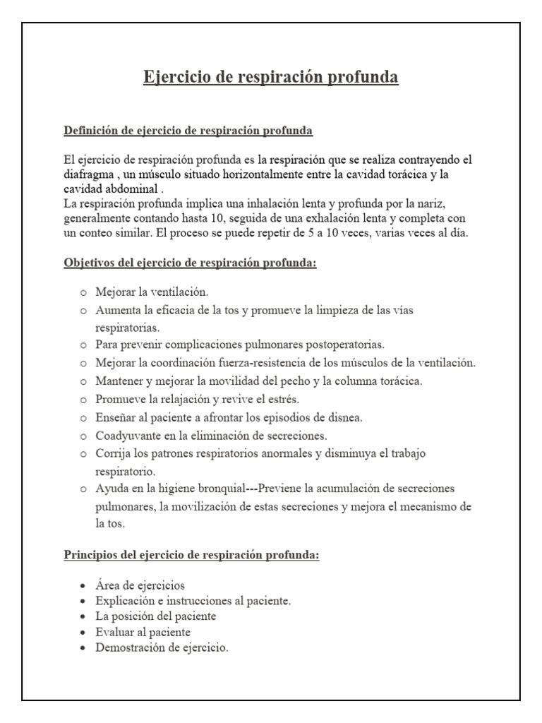 Ejercicio de Respiración Profunda: Guía Práctica | PDF | Respiración ...