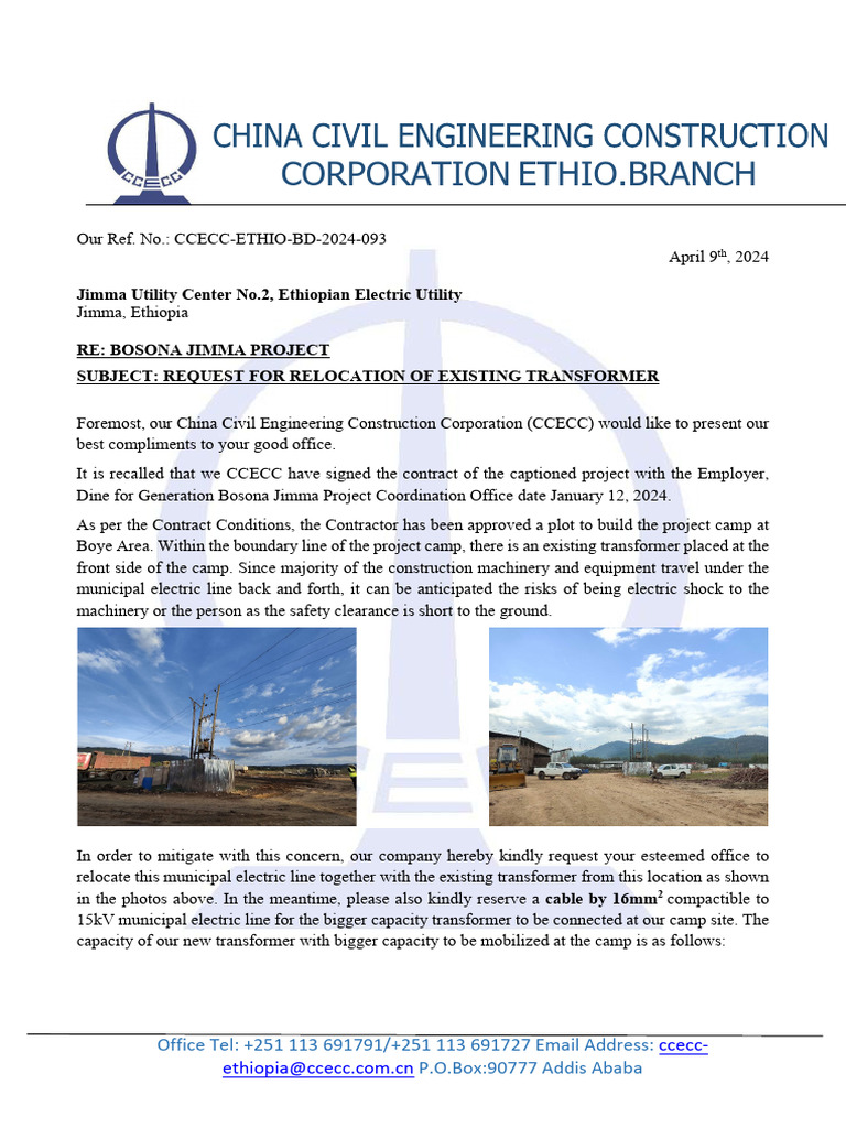 CCECC Request for Transformer Relocation | PDF | Transformer ...