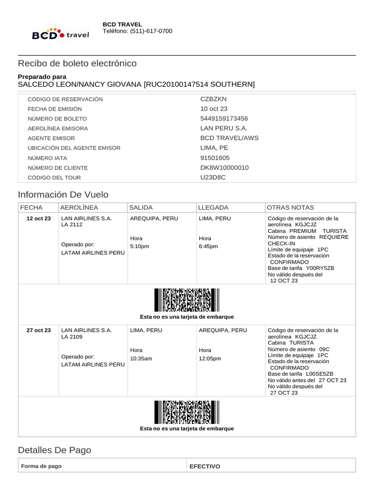 Recibo de Pasaje Electrónico | PDF | Aviación