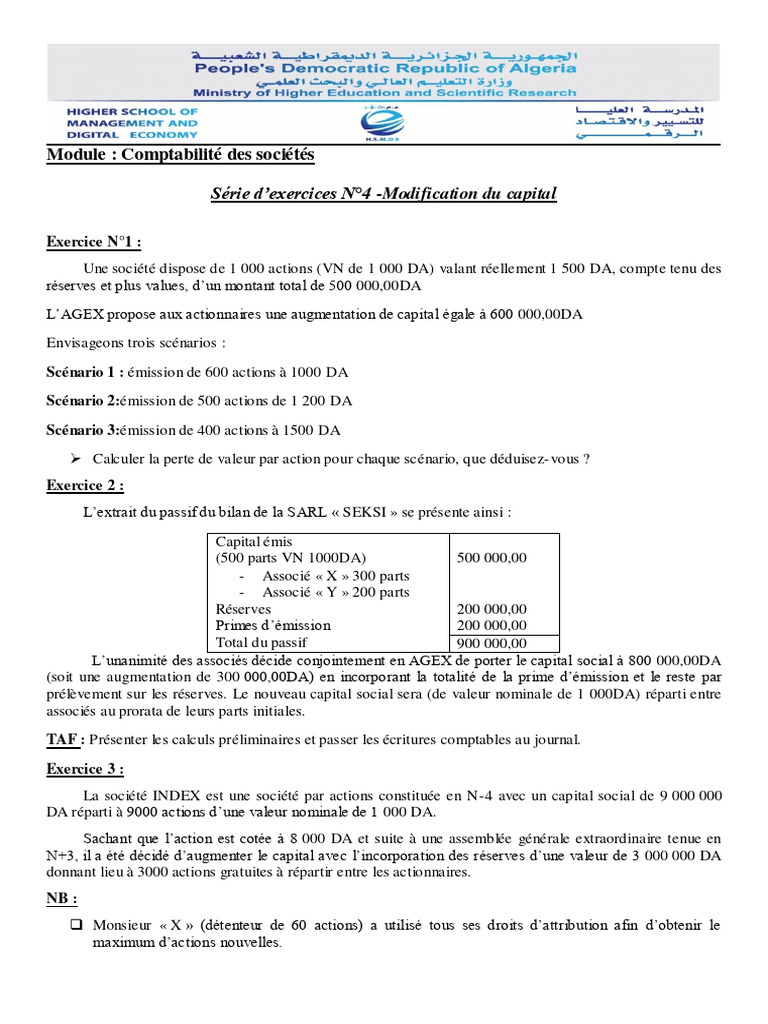 Augmentation de Capital en Sociétés | PDF | Bilan comptable | Les sociétés