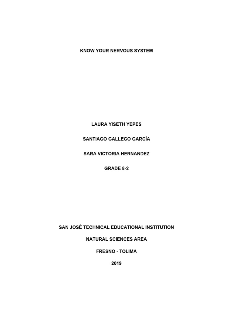 Nervous System Project | PDF | Nervous System | Central Nervous System
