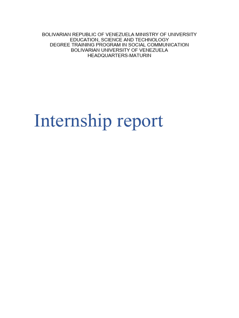Ubv Internship Report | PDF | Communication | Internship
