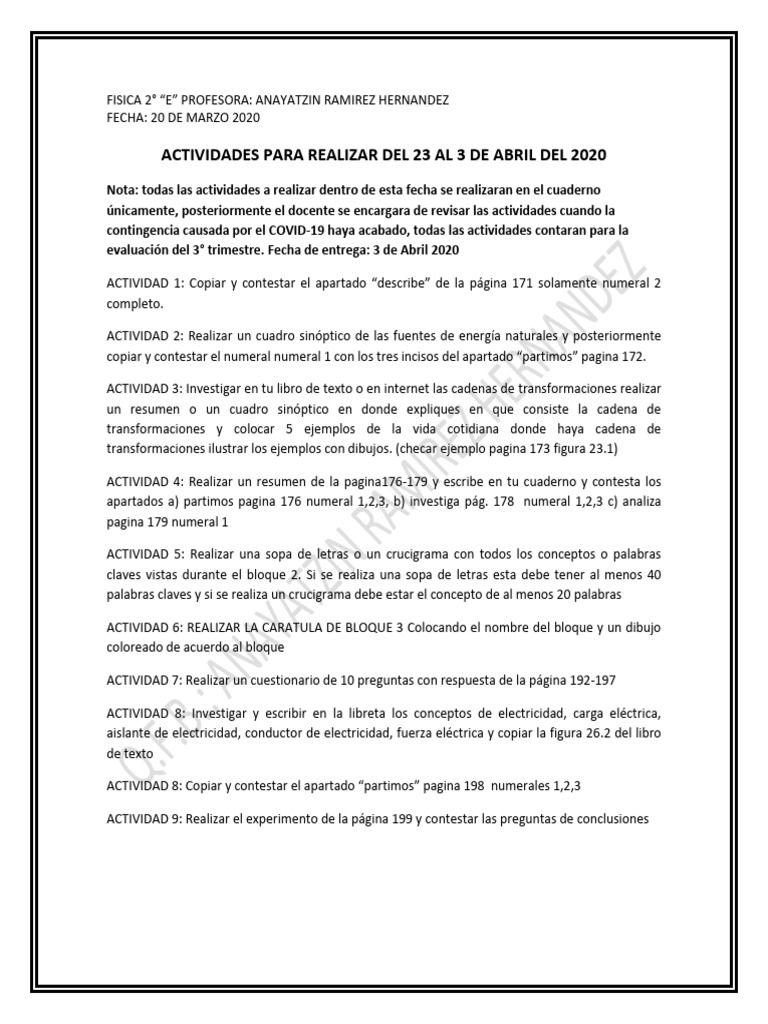 Actividades Segundo | PDF