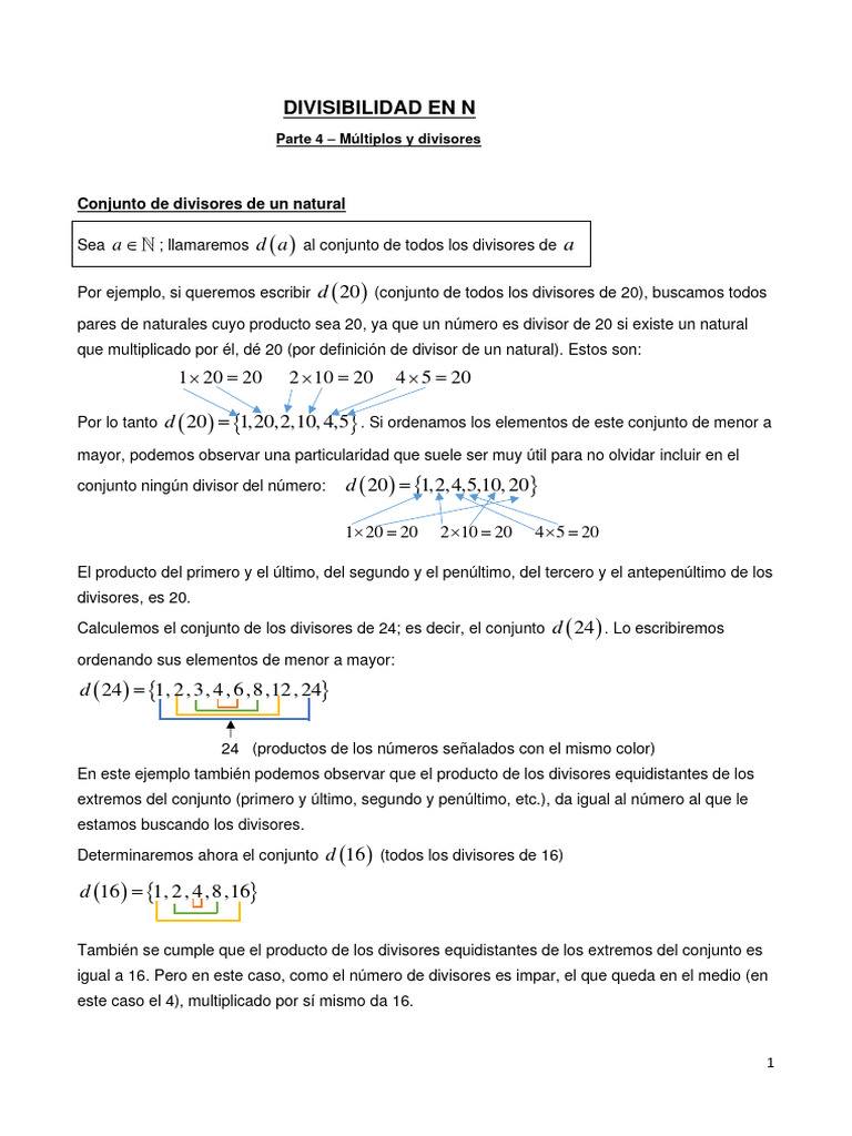25 - Multiplos y Divisores 3 | PDF | Número primo | Conjunto (Matemáticas)