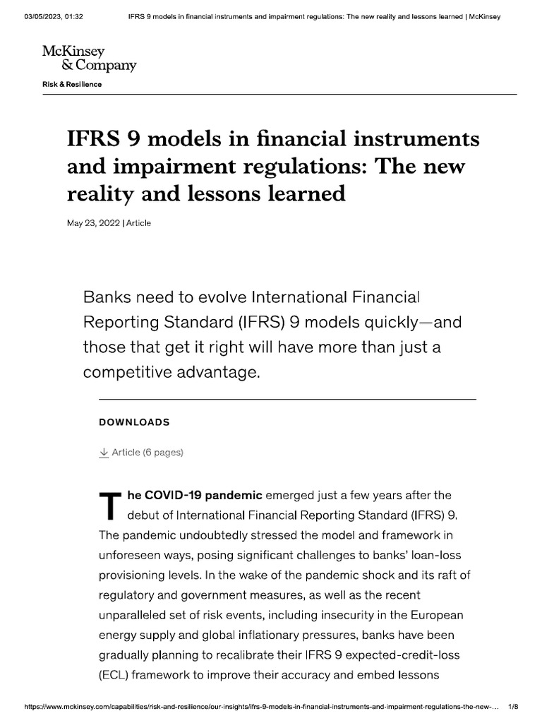 IFRS9-McKinsey-Instruments and Impairment Regulations 2022 | PDF