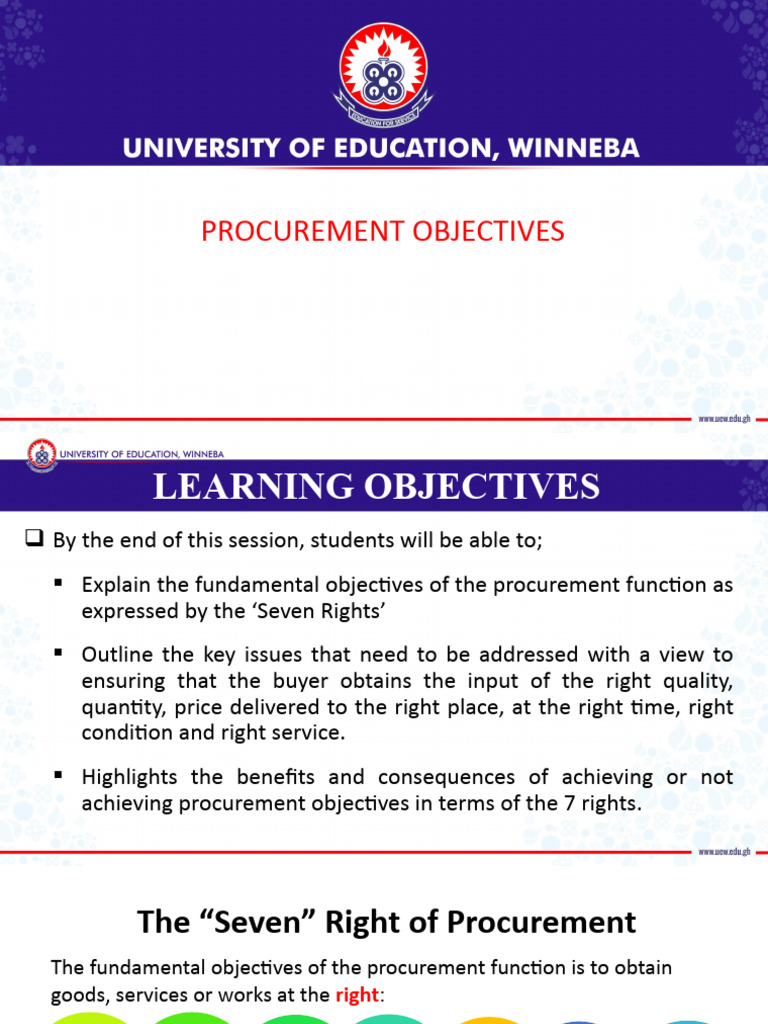 Lecture 2 - Procurement Objectives Only - 2024 | PDF | Procurement | Profit (Economics)