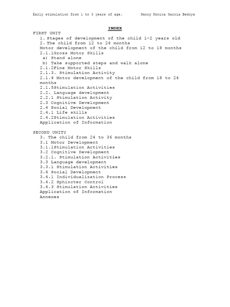 Early Stimulation Book For Children From 1 To 3 Years | PDF | Child ...