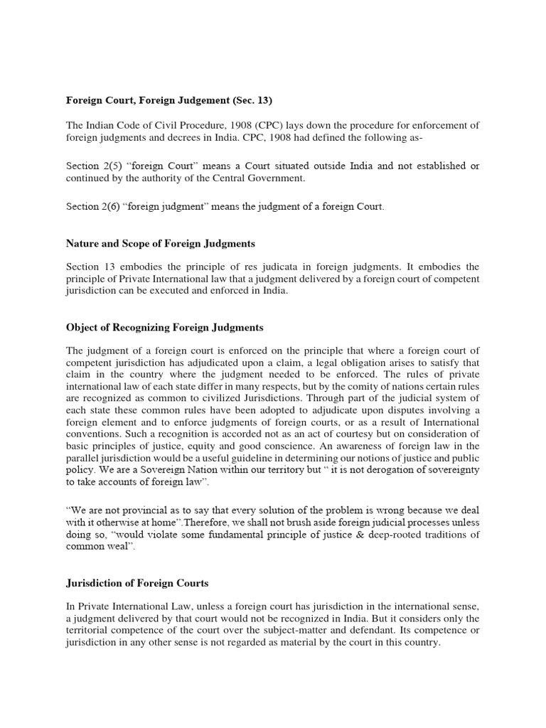 Foreign Court | PDF | Judgment (Law) | Jurisdiction