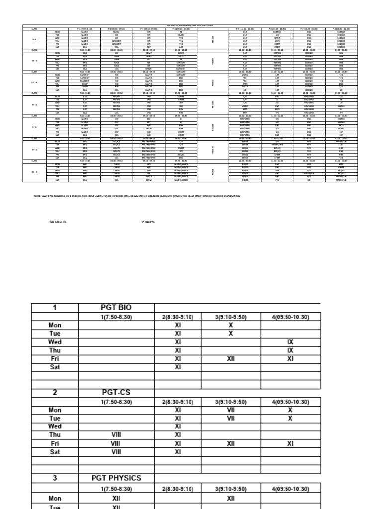 Time Table KV MKG 2024-25 | PDF