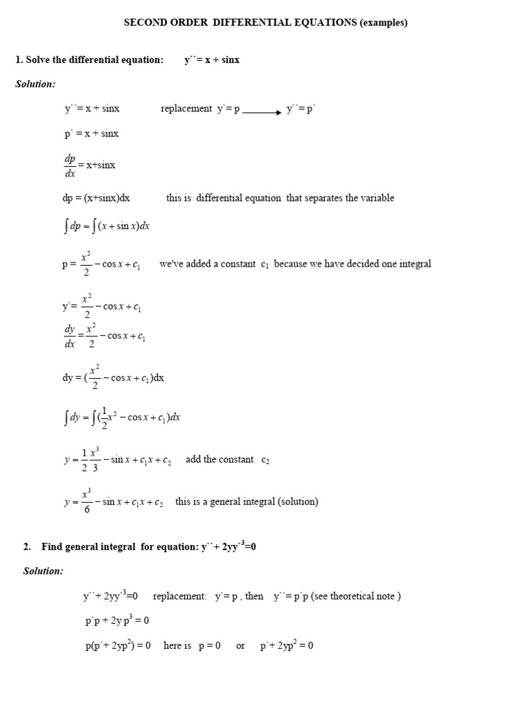 4.second Order Differential Equation - Examples | PDF | Ordinary ...